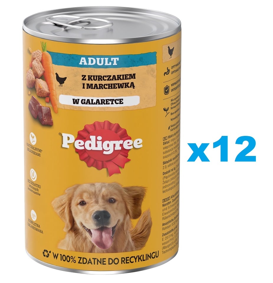 PEDIGREE Adult Dose 12 x 1200g Nassvollnahrung für adulte Hunde, mit ...