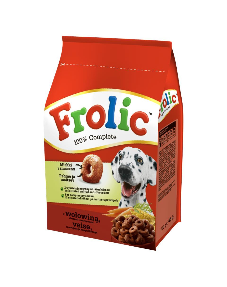 FROLIC 750g Hundetrockenfutter mit Rindfleisch, Gemüse und Getreide ...